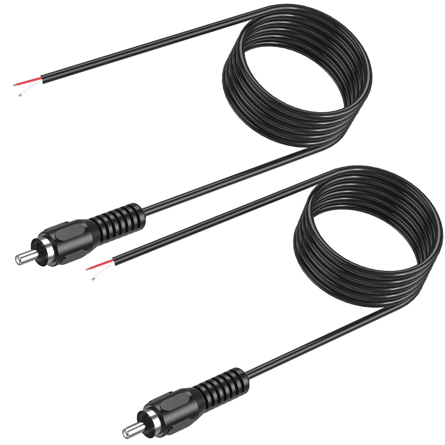 RCA to Bare Wire Speaker Cable, 2 Pack 6ft RCA Male Plug Connector to ...