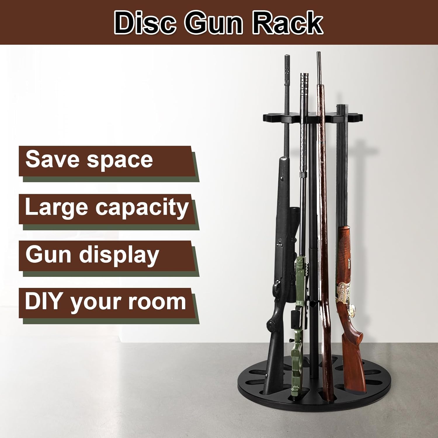 amoard Gun Rack, Heavy Solid Wood Rifle & Shotgun Holder, Up to 12 Gun ...