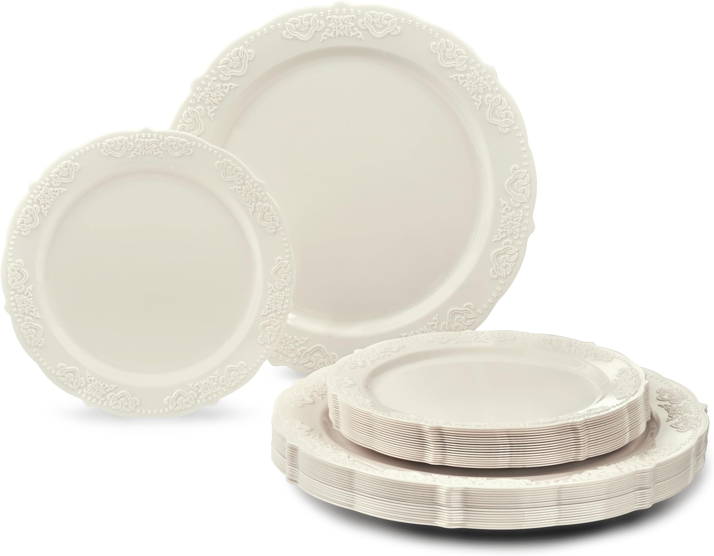 Amazon.com: Exquisite 60 Pcs Disposable Plastic Plates | Victorian ...