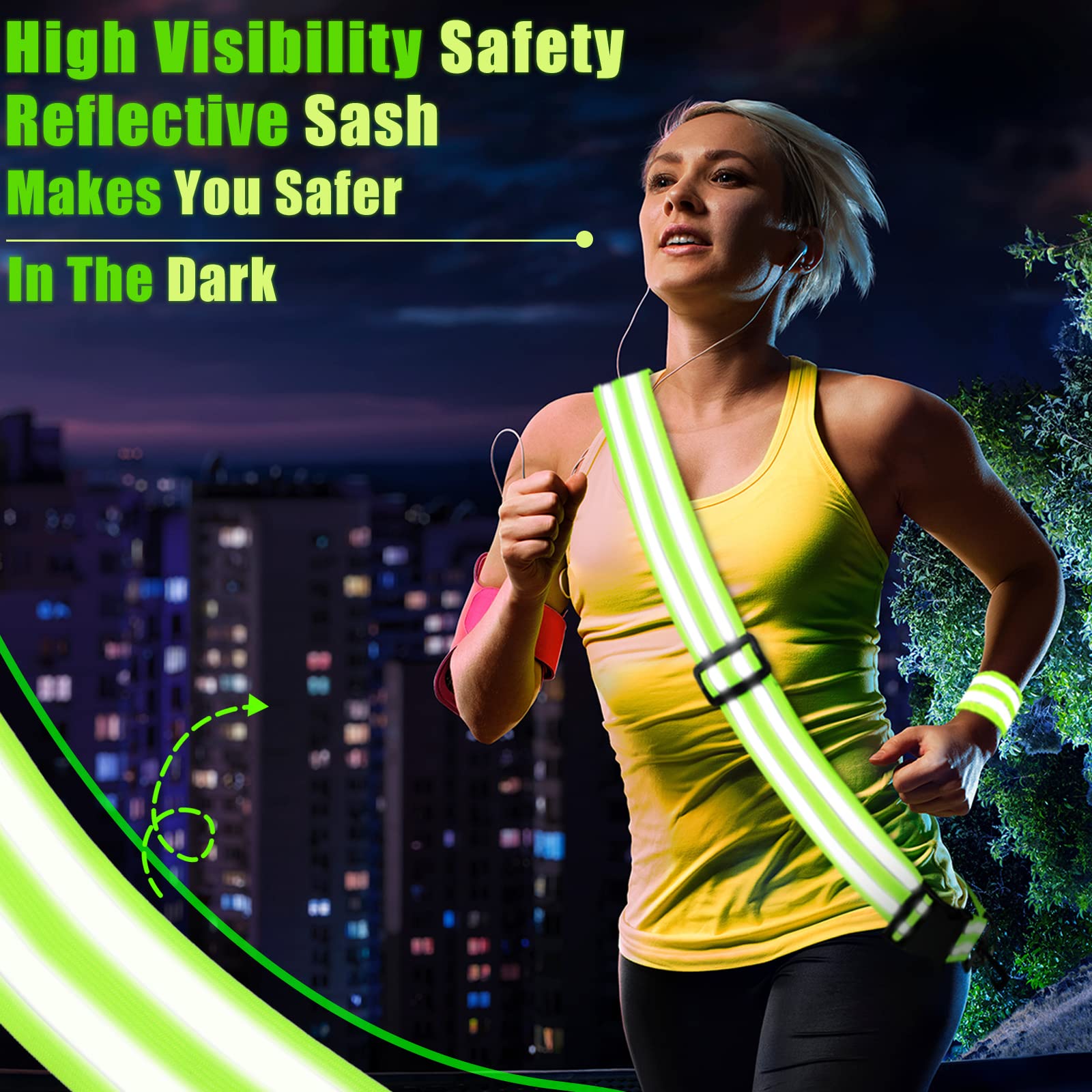 Snapklik.com : Saintrygo 6 Pcs Reflective Sash For Walking At Night ...