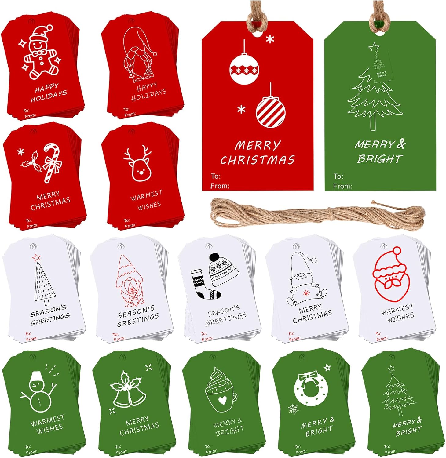 Amazon.com: Motipuns 150 Pcs Beautiful Modern Christmas Paper Gift Tags ...