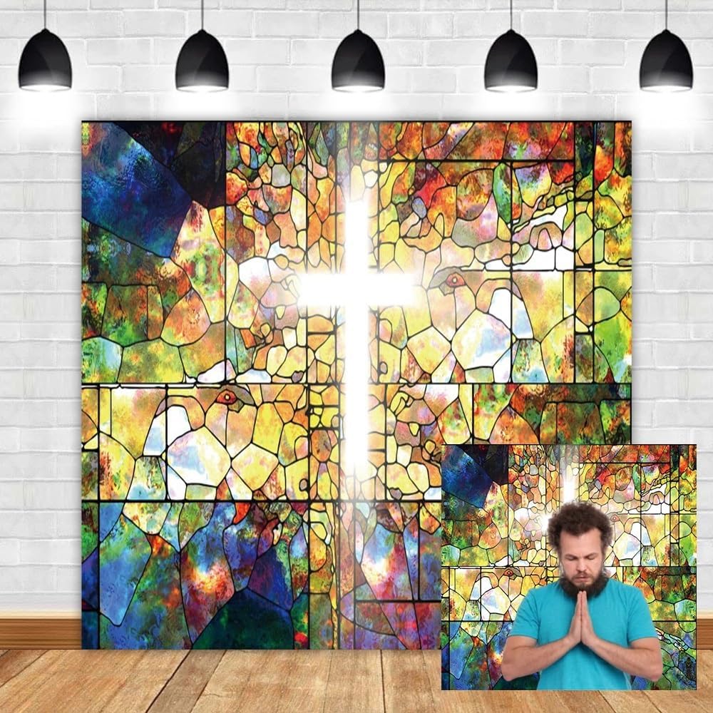 Amazon.com : Leyiyi 10x10ft Glowing Cross Backdrop Holy Bible Cross ...