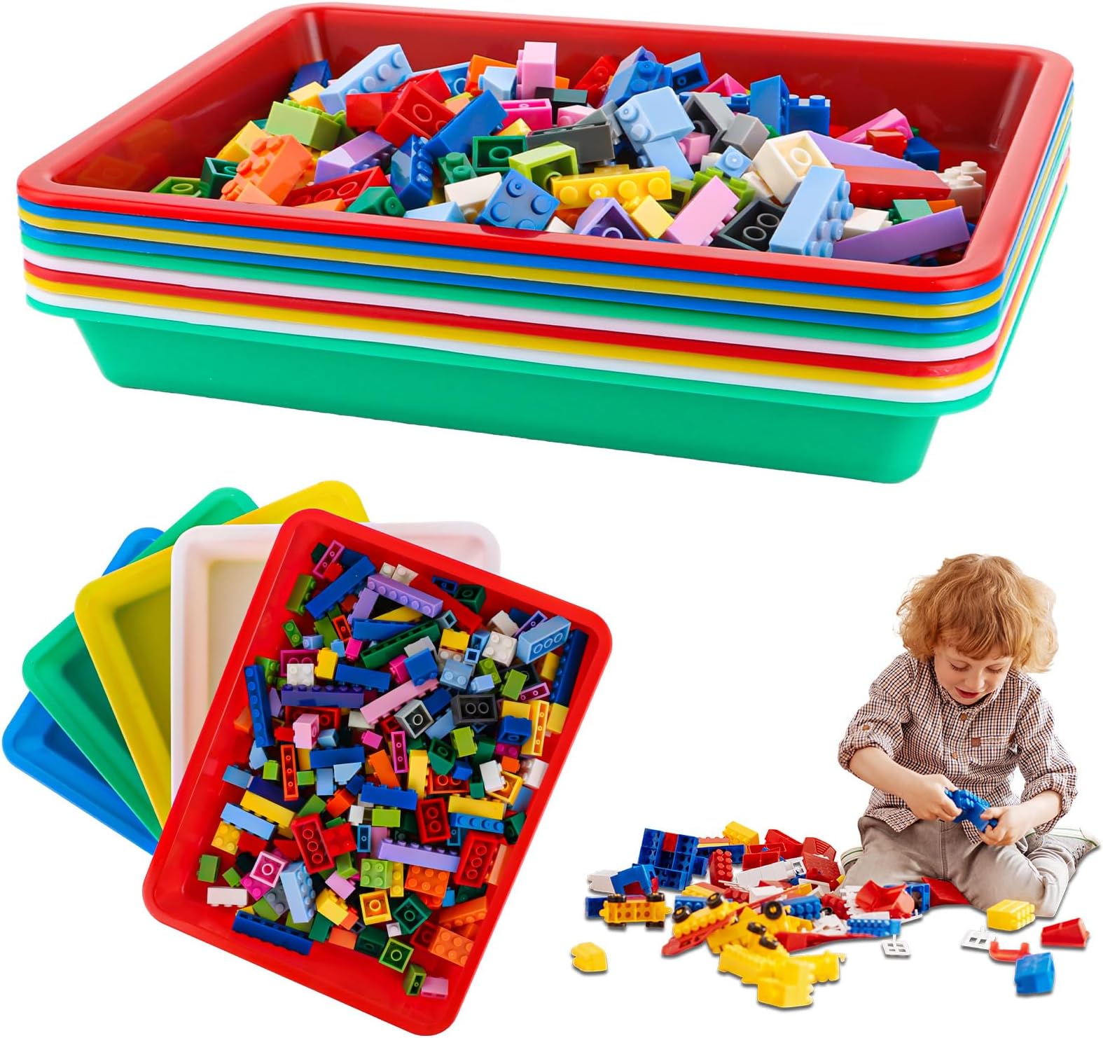 GOYADA 15pcs Plateau en Plastique Artisanat, 34 x 25 x 2.6 cm Plateau ...