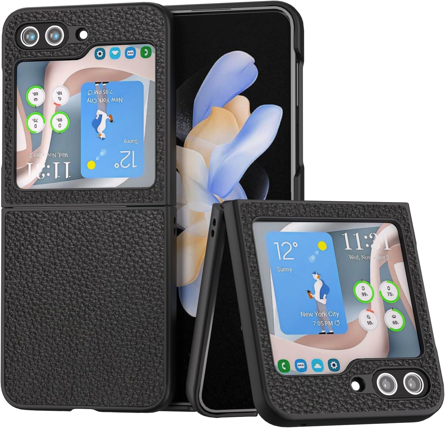 WEYNRBOX Z Flip 5 Case,Samsung Z Flip 5 Premium Leather Case,Galaxy Z ...