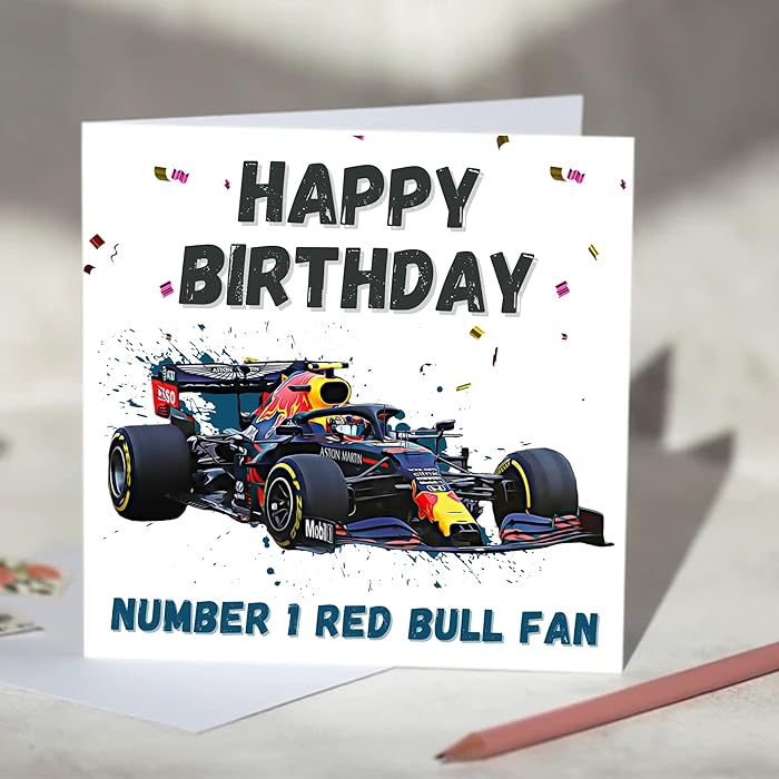 Buy Personalised Red Bull F1 Birthday Card featuring Max Verstappen ...