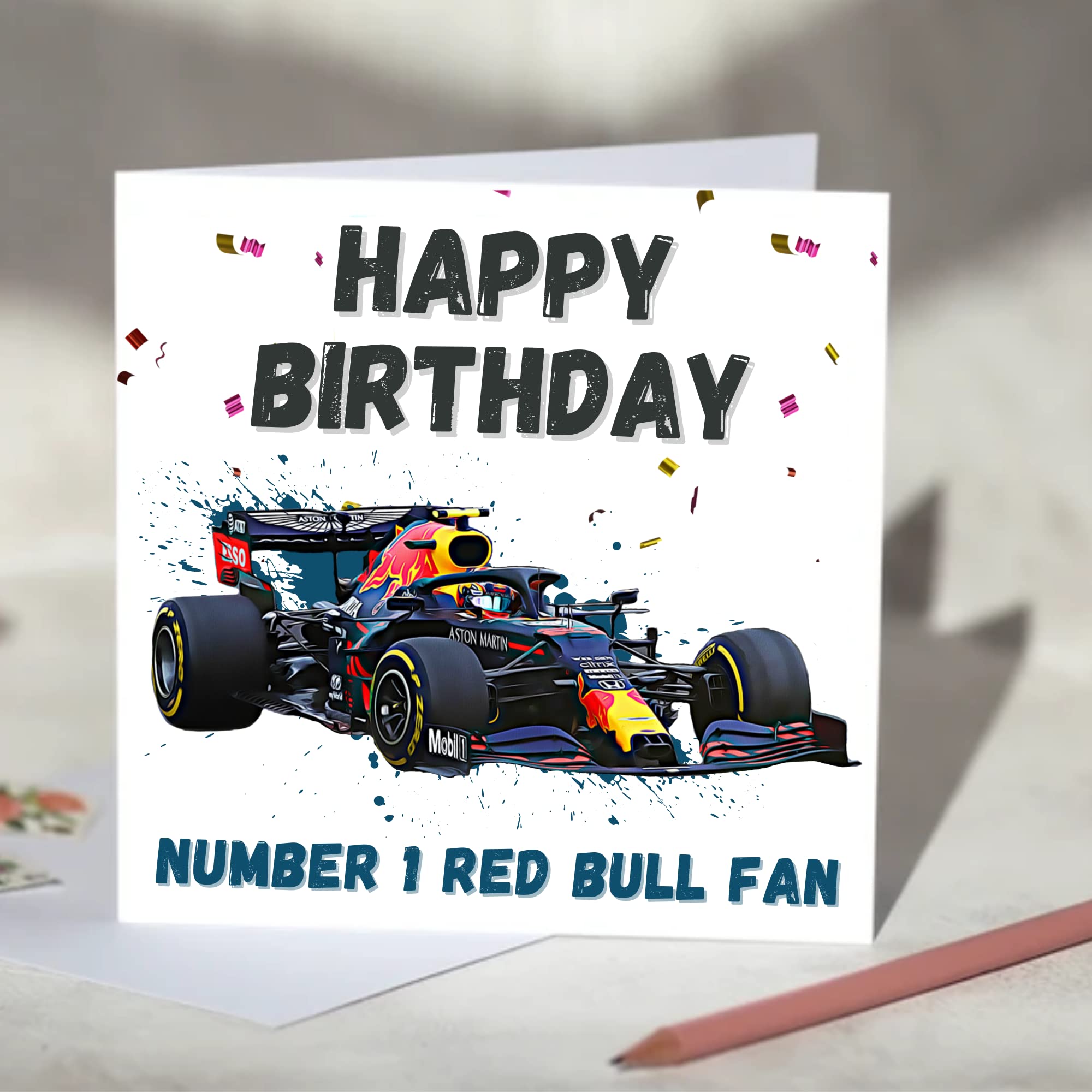 Buy Personalised Red Bull F1 Birthday Card featuring Max Verstappen ...