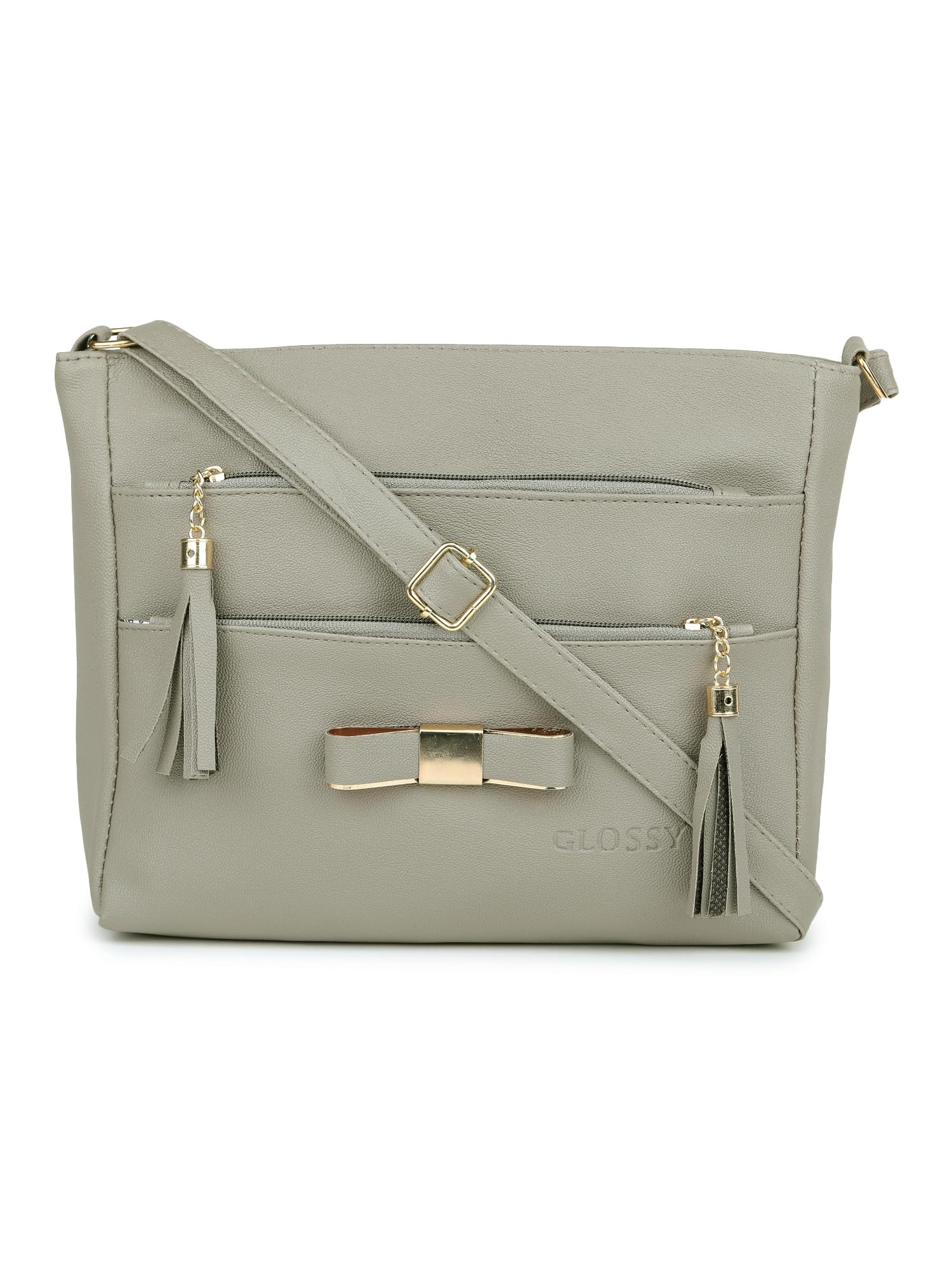 GLOSSY Women/Girl's Sling Bag With 5 Zippers, Khaki : Amazon.in: Fashion