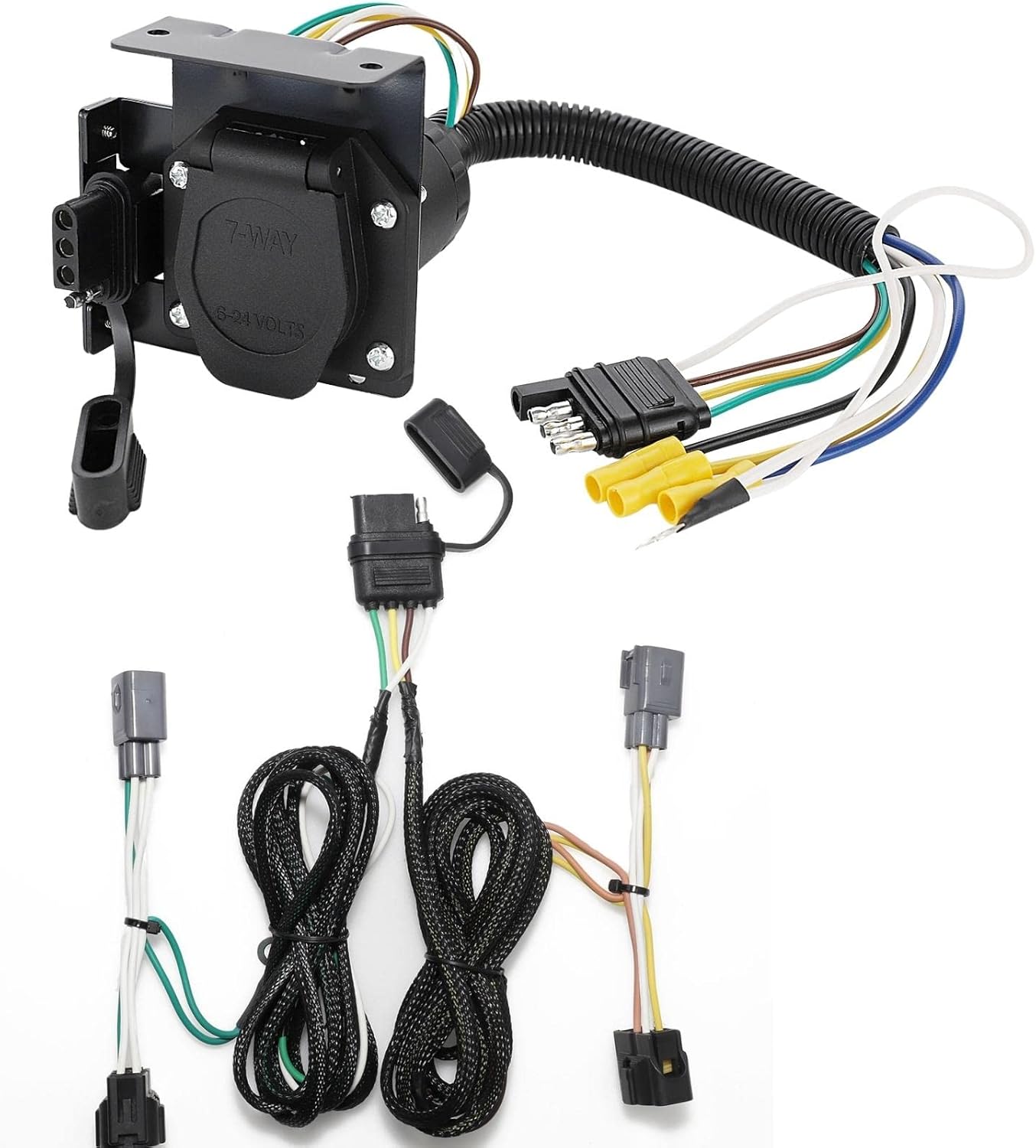 Amazon.com: MECMO Multi-Tow 4 Way Flat to 7 Way Blade and 4 Flat Trailer Adapter with Custom 4 ...