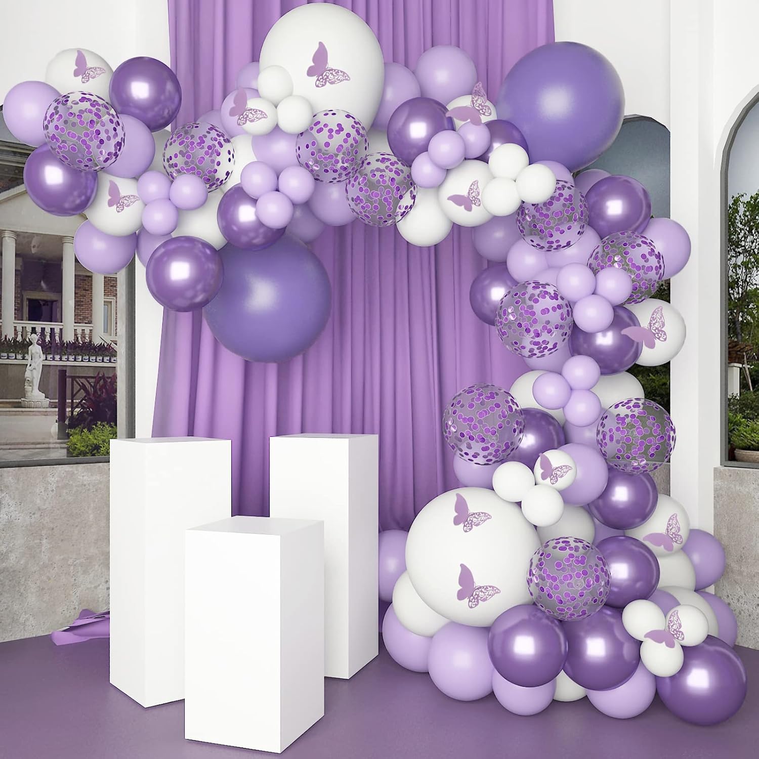 Amazon.com: Sheretty Purple Balloon Garland Kit 125 Pcs Purple Baby ...