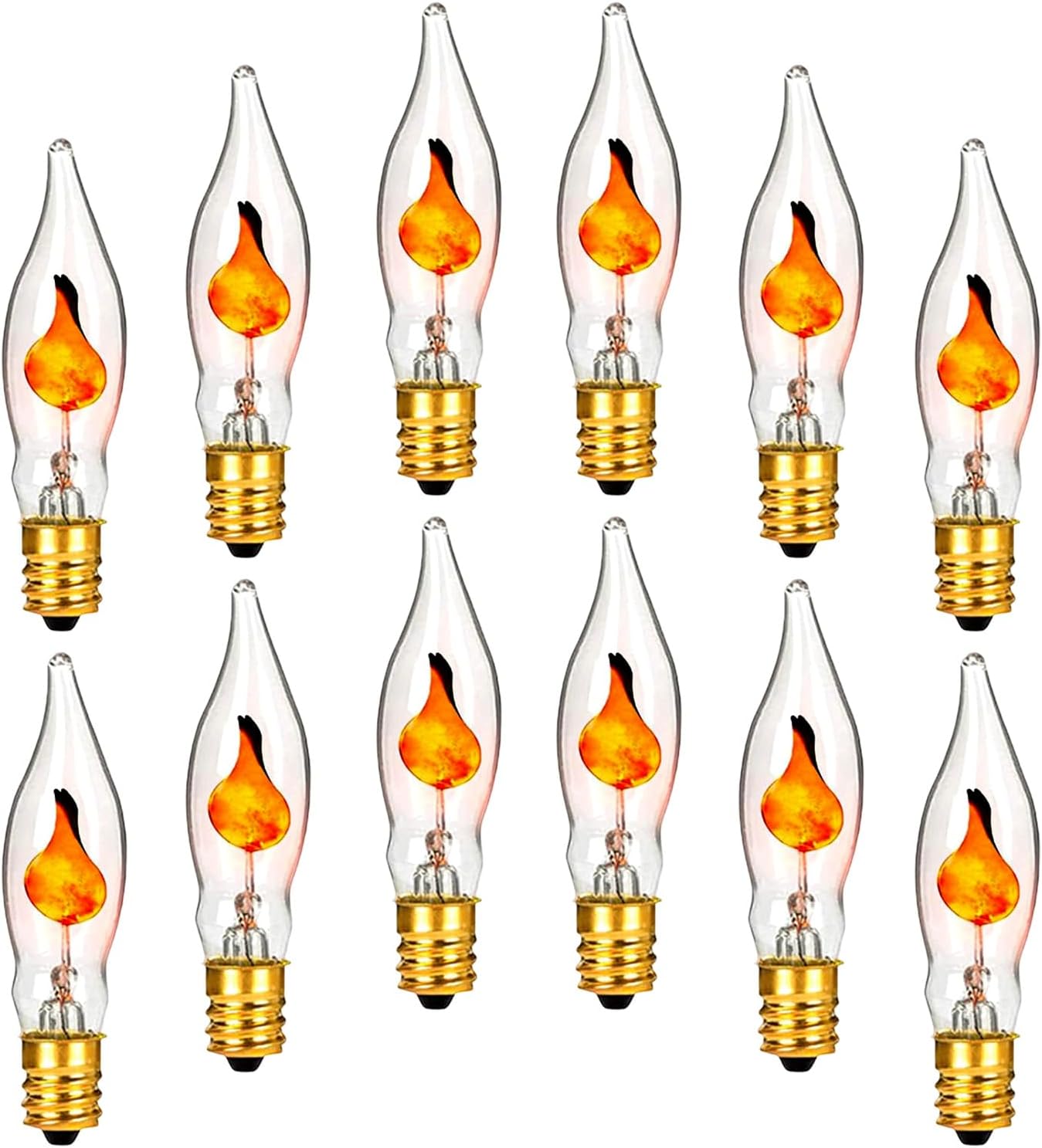 SKRLED Flickering Flame Light Bulbs, E12 Base Small Flame Effect ...