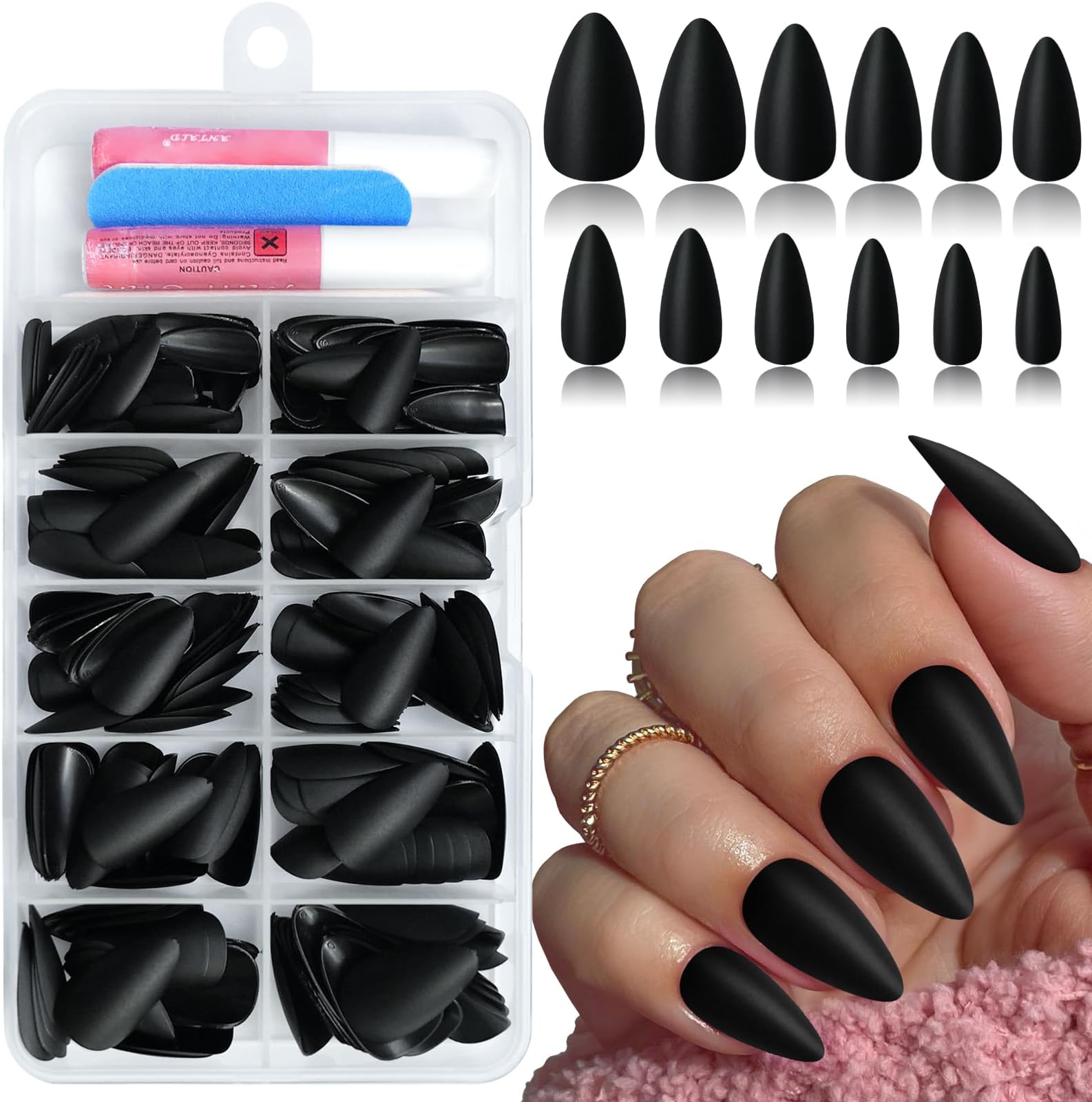 Amazon.com: 24 Pcs YoYoee Almond Press on Nails Short Daisy False Nails ...