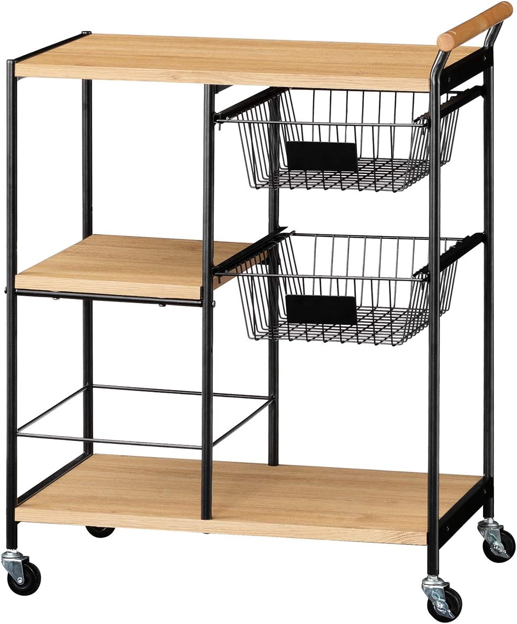 Amazon.co.jp: 白井産業 キッチン ワゴン ストッカー キャスター付 ナチュラルブラウン 幅69.2 高さ84.8 奥行44 ...