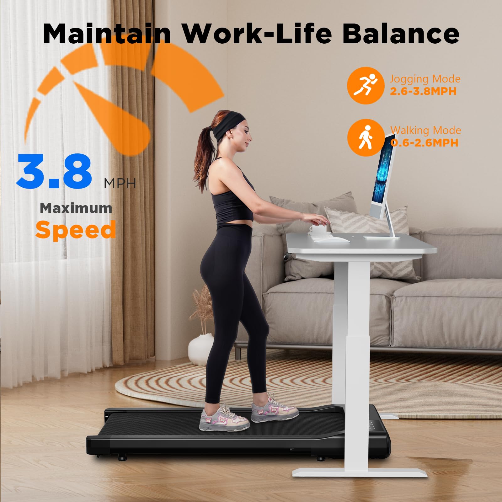 Snapklik.com : Walking Pad Treadmill, Smart Walking Pads, 25HP Under ...