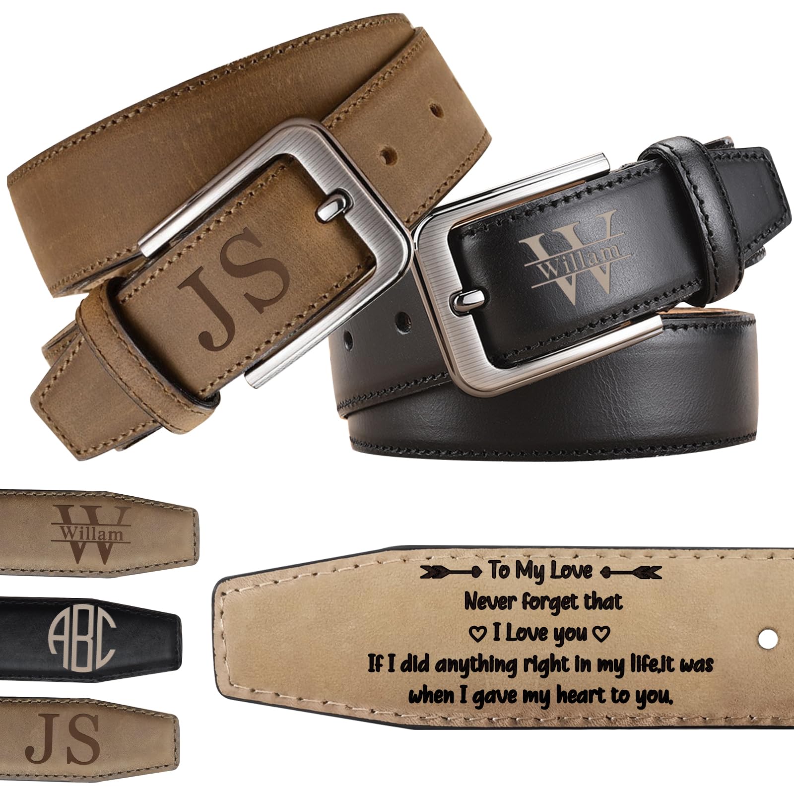 Akmxem Personalized Gifts for Men Custom Leather Belt for Father ...