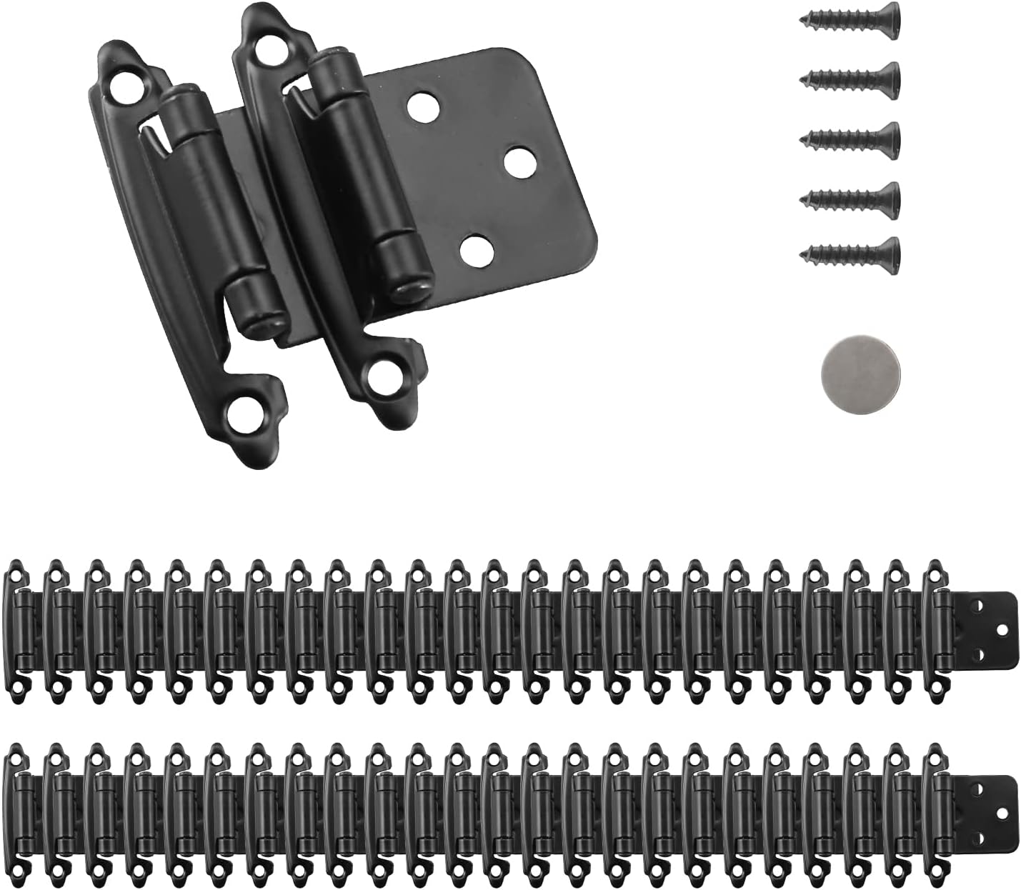 1/2" Partial Overlay Cabinet Hinges,(25 Pairs -50 Pack) Matte Black ...