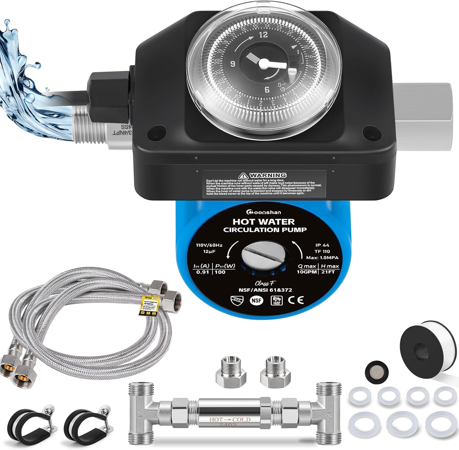 Moonshan Instant Hot Water Recirculating Pump with 304 Stainless Steel ...