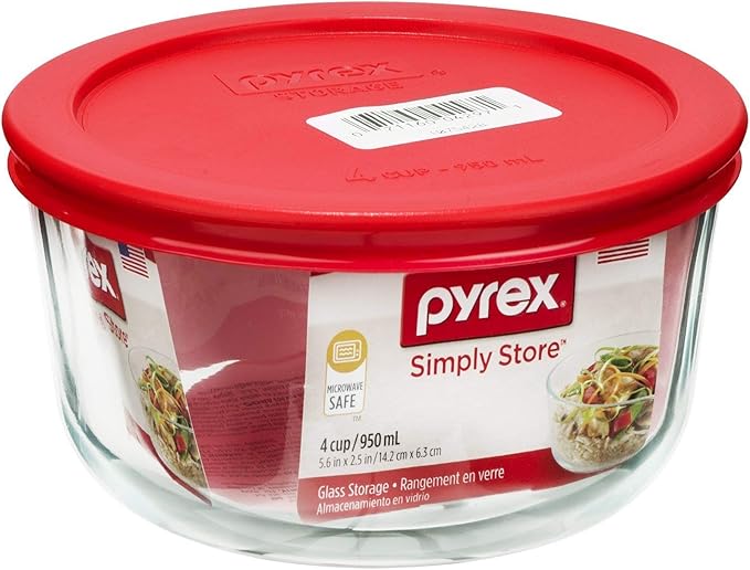 Amazon.com: Pyrex Simply Store 4-Cup Round Glass Food Storage Dish ...