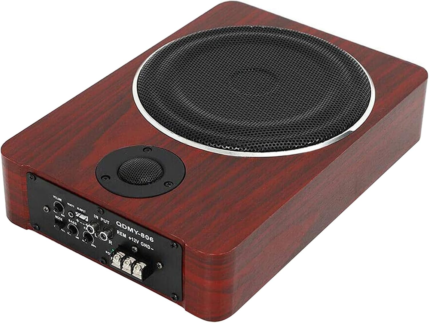 Amazon.com: iSamLam 8" Slim Active Powered Car Subwoofer, Wood Box Sub ...