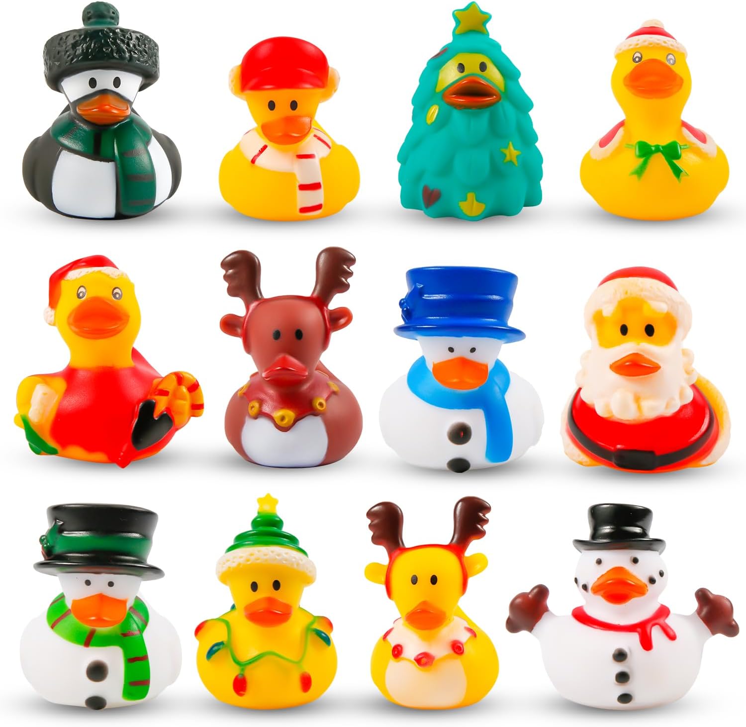 Amazon.com: 12pcs Christmas Rubber Ducks, Assorted Rubber Ducks Cute ...