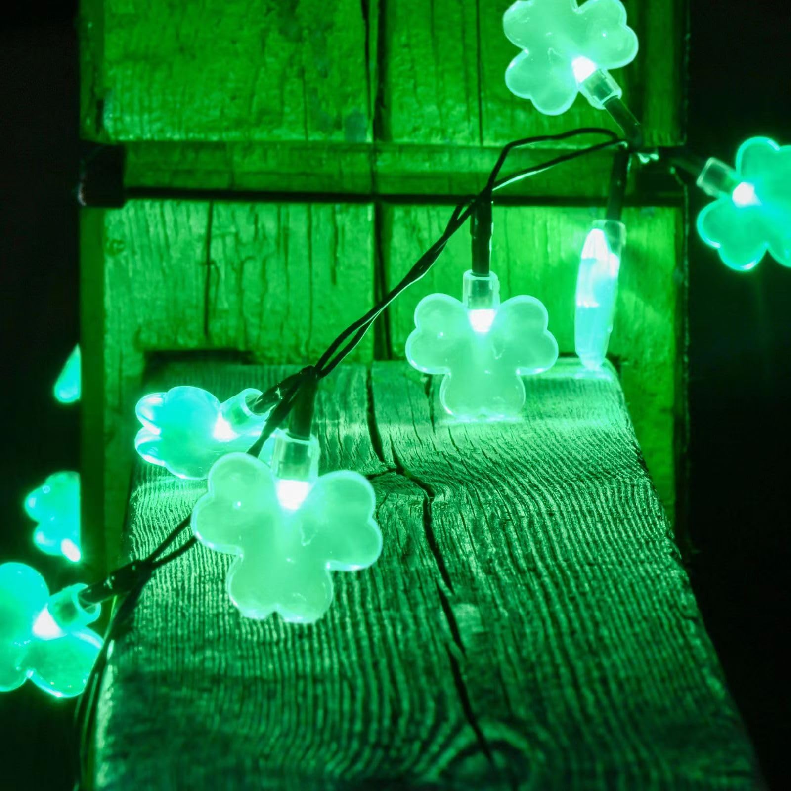 St Patricks Day Decorations Large Shamrocks String Lights Outdoor,50LED ...