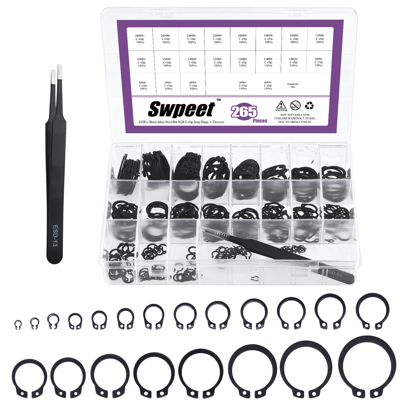 Snapklik.com : Swpeet 266Pcs 21 Sizes M4-M28mm Alloy Steel External ...