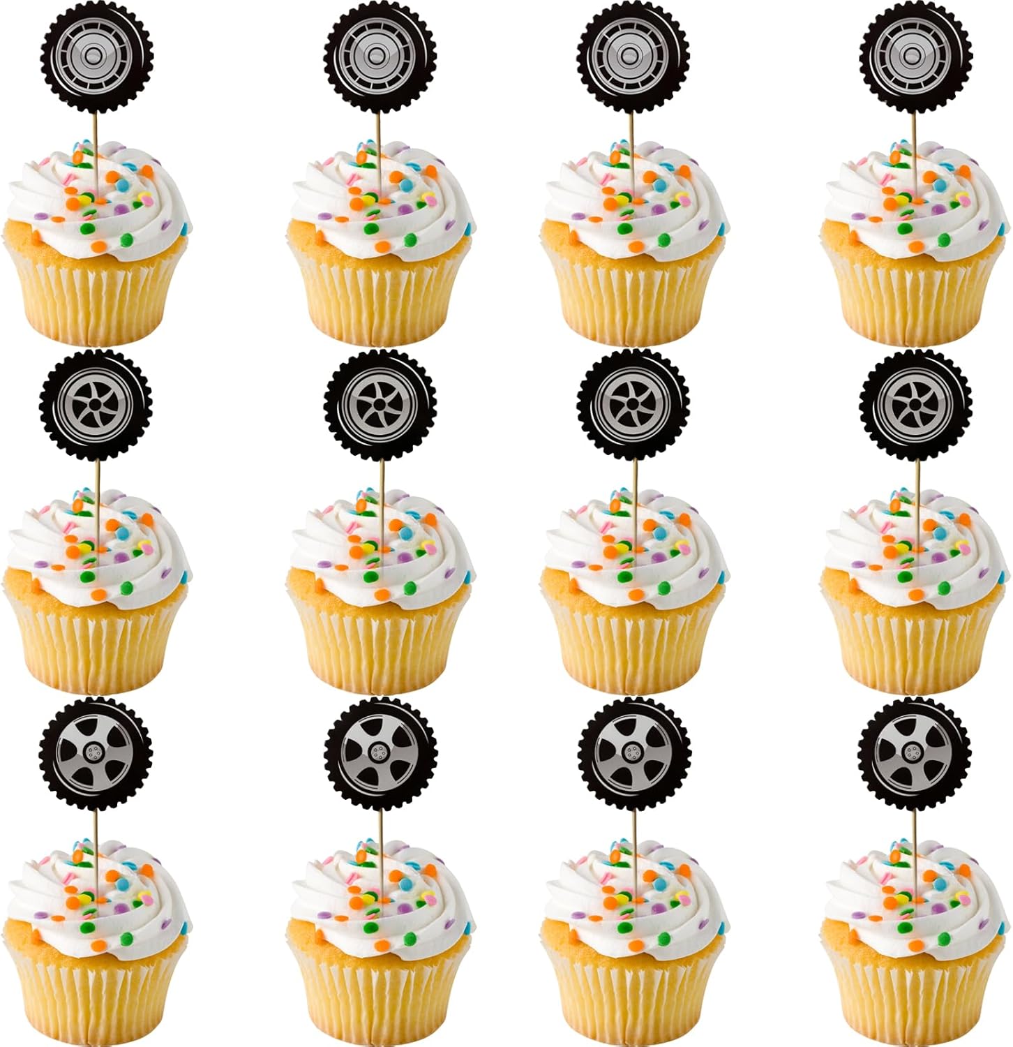 Amazon.com: 60pcs Race Wheels Cake Topper Tire Cupcake Topper Racing ...