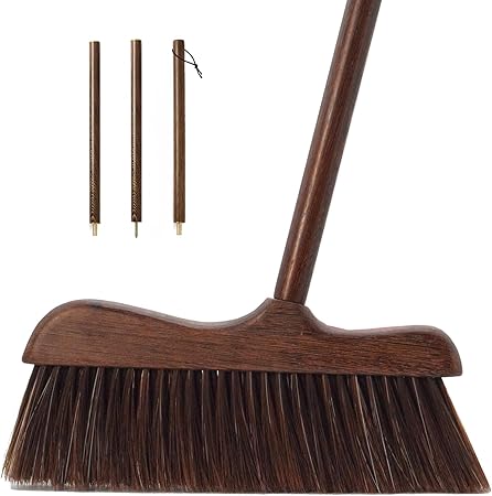 Amazon.com: NBGYTECH Wood Broom with Long Handle Soft Bristle Sweeper ...