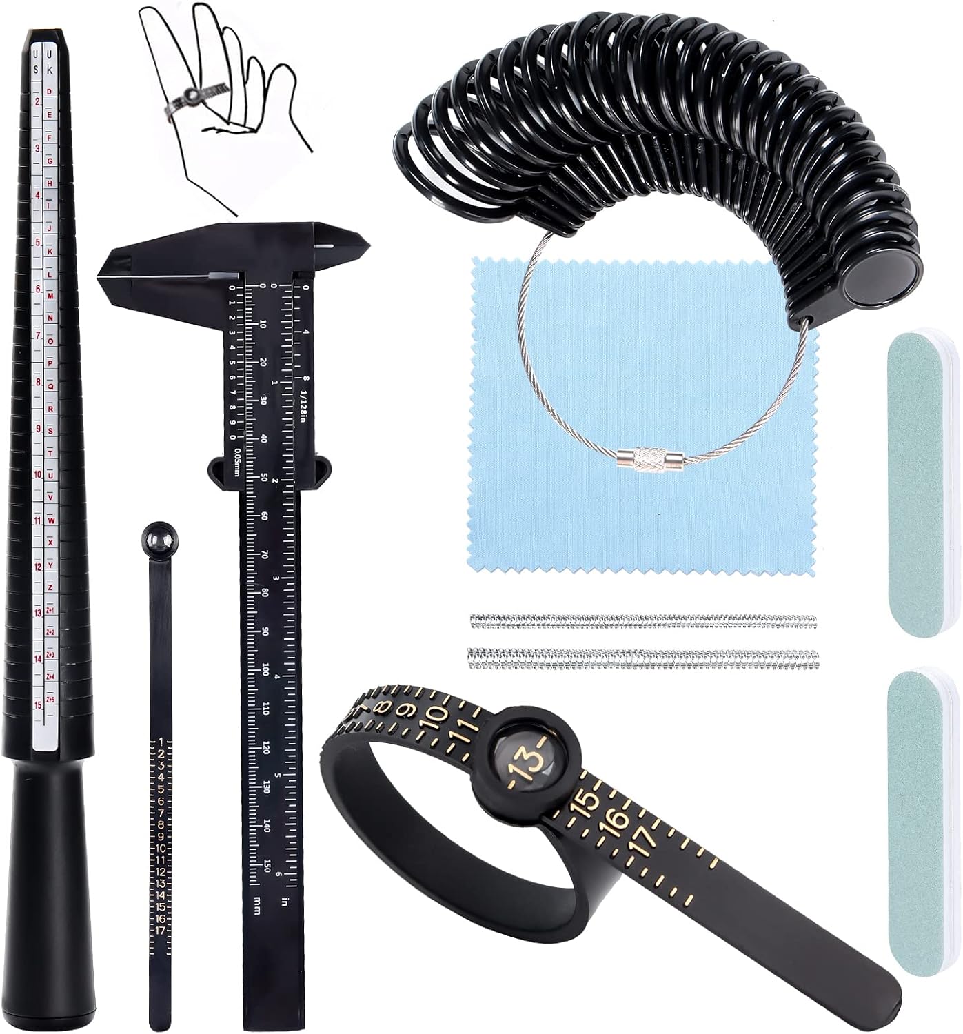 Amazon.com: Ring Sizer Measuring Tool, 9 Pcs Ring Size Adjuster ...