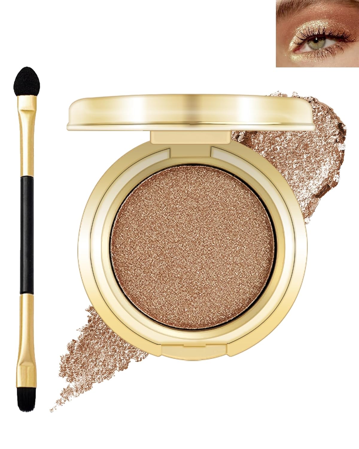 Amazon.com : Single Gold Shimmer Eyeshadow,Pearl Glitter Eye Shadow ...