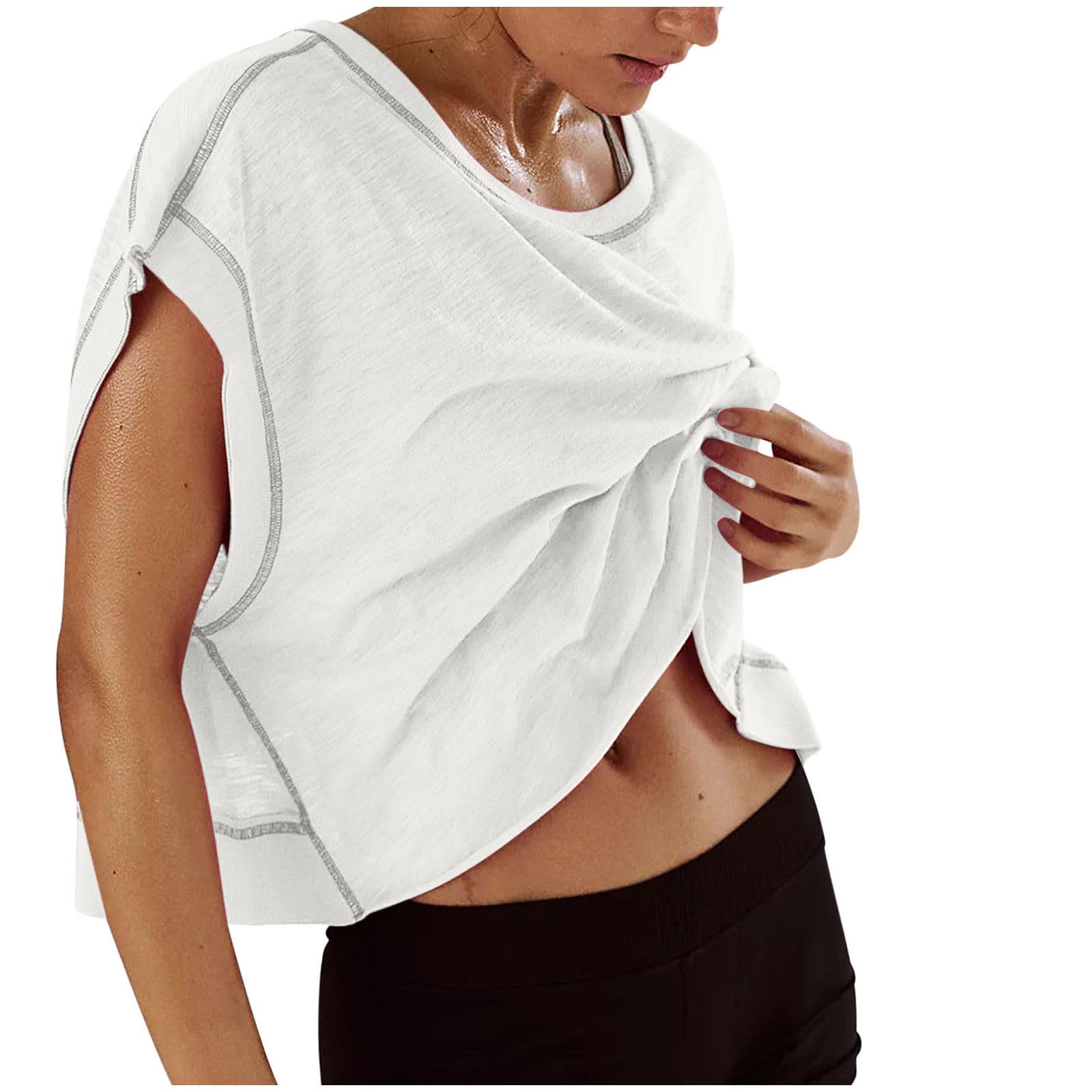 Snapklik.com : Workout Tops For Women Open Back Short Sleeve Shirts ...