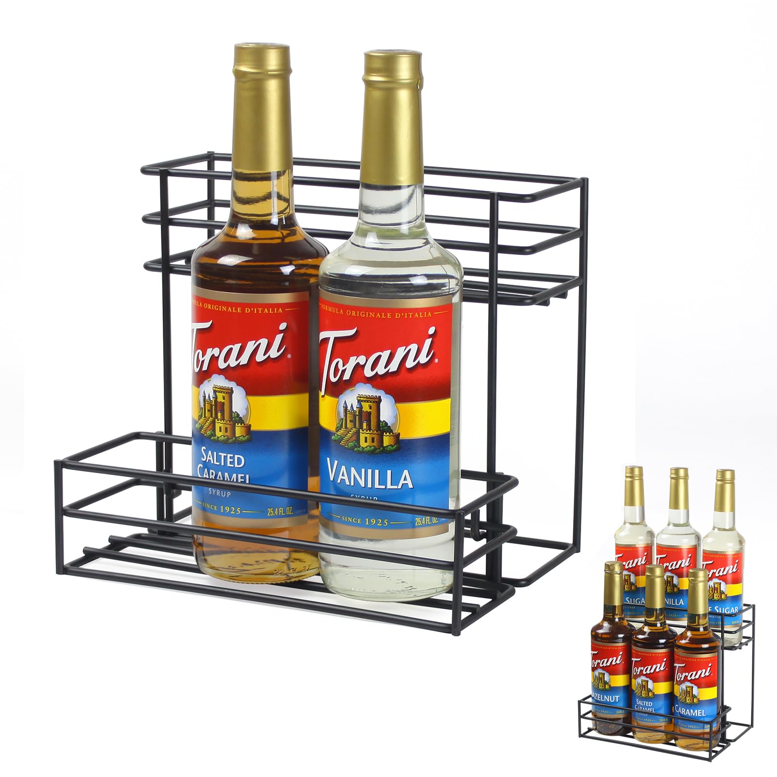 MCSAPIL coffee syrup rack (6 Bottle Capacity)?Coffee Syrup Organizer ...