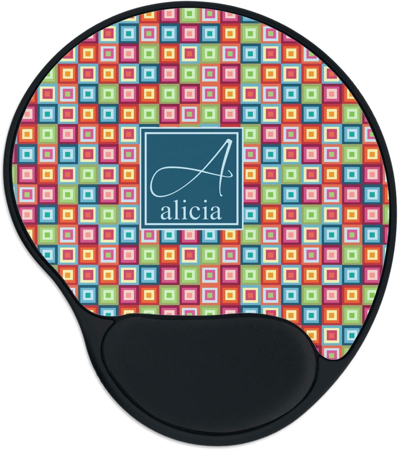 Amazon.com: Personalized Retro Squares Mouse Pad with Wrist Support ...