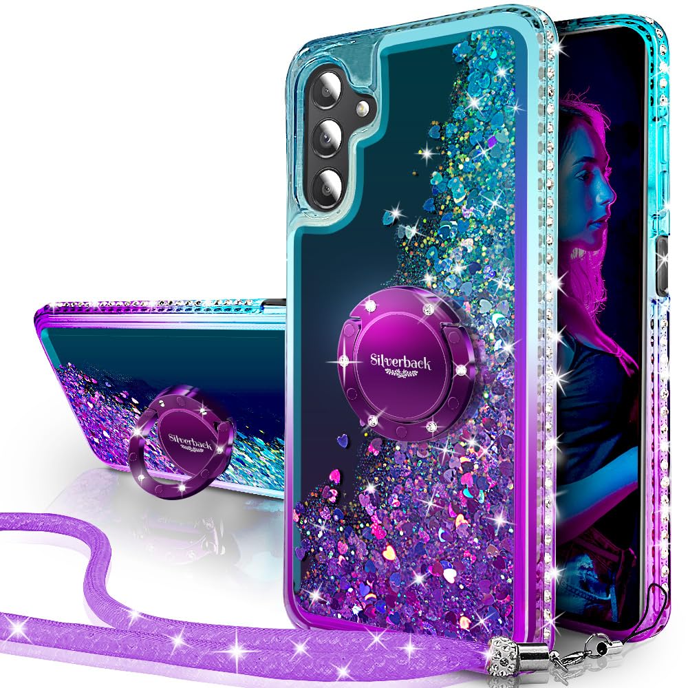 Amazon.com: Silverback for Samsung Galaxy S24 FE Case with Ring, Women Girls Bling Holographic ...