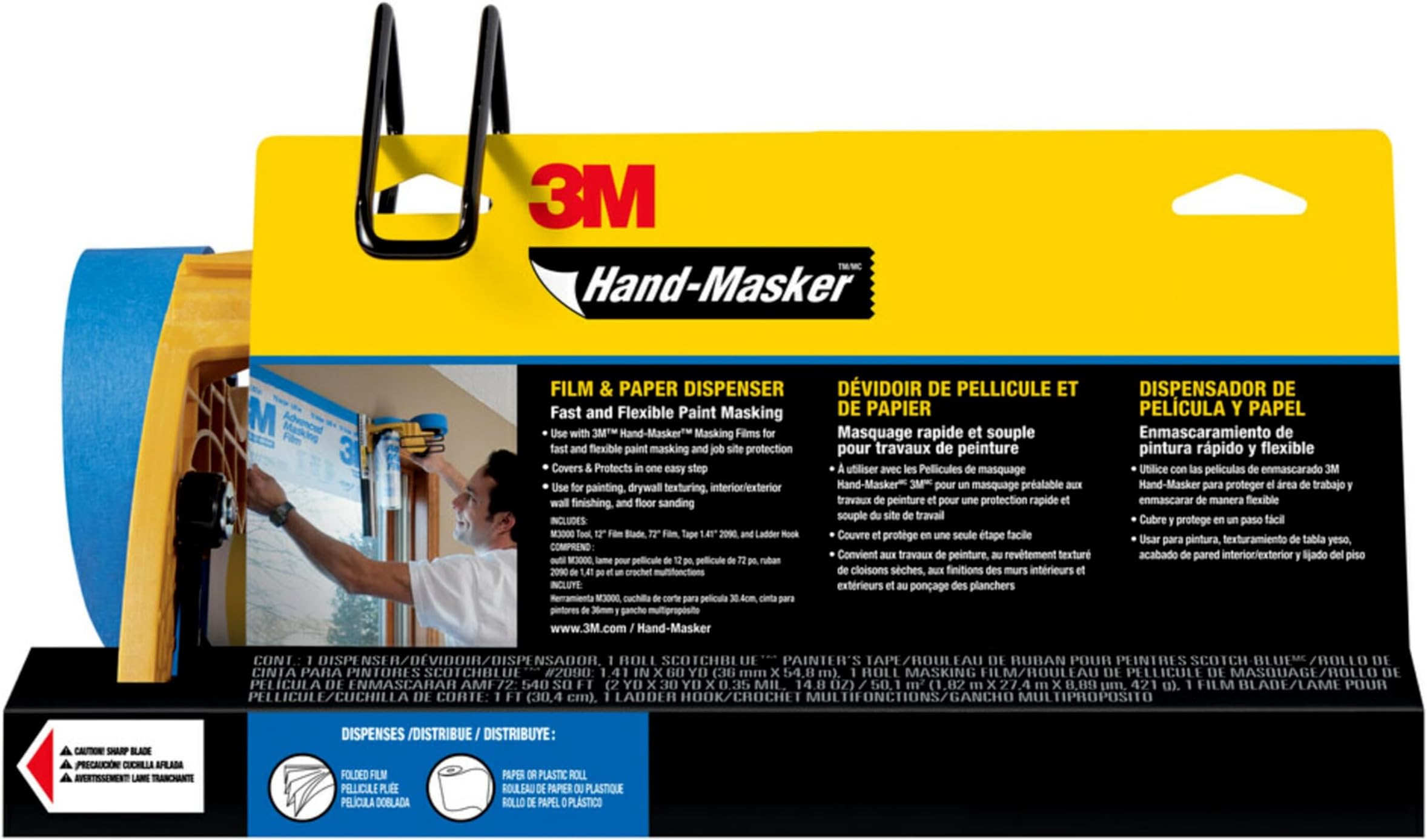 3M Hand-Masker Pre-Loaded Film & Paper Dispenser and Masking Film Tape ...