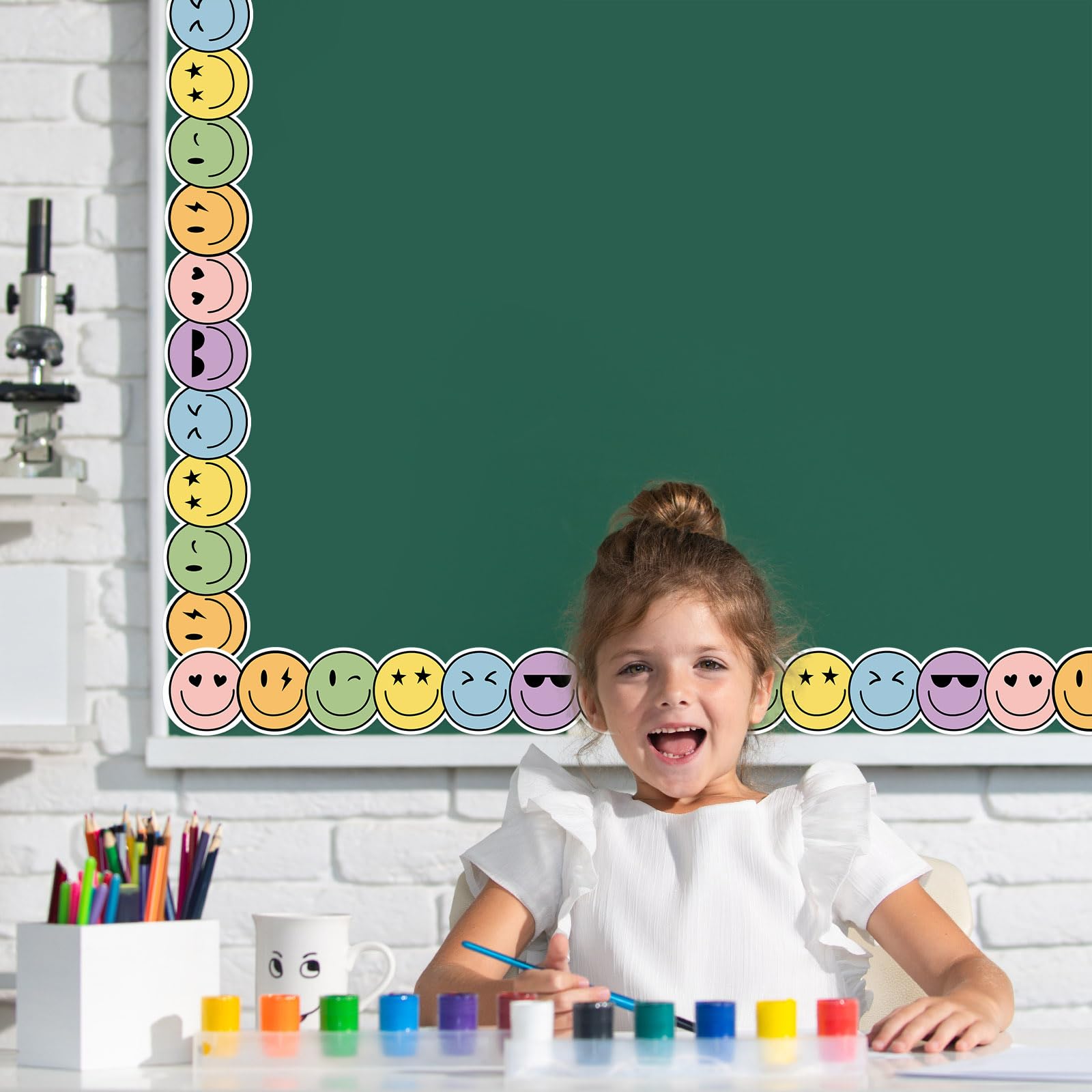 Snapklik.com : 32.8Ft Back To School Preppy Happy Face Bulletin Board ...