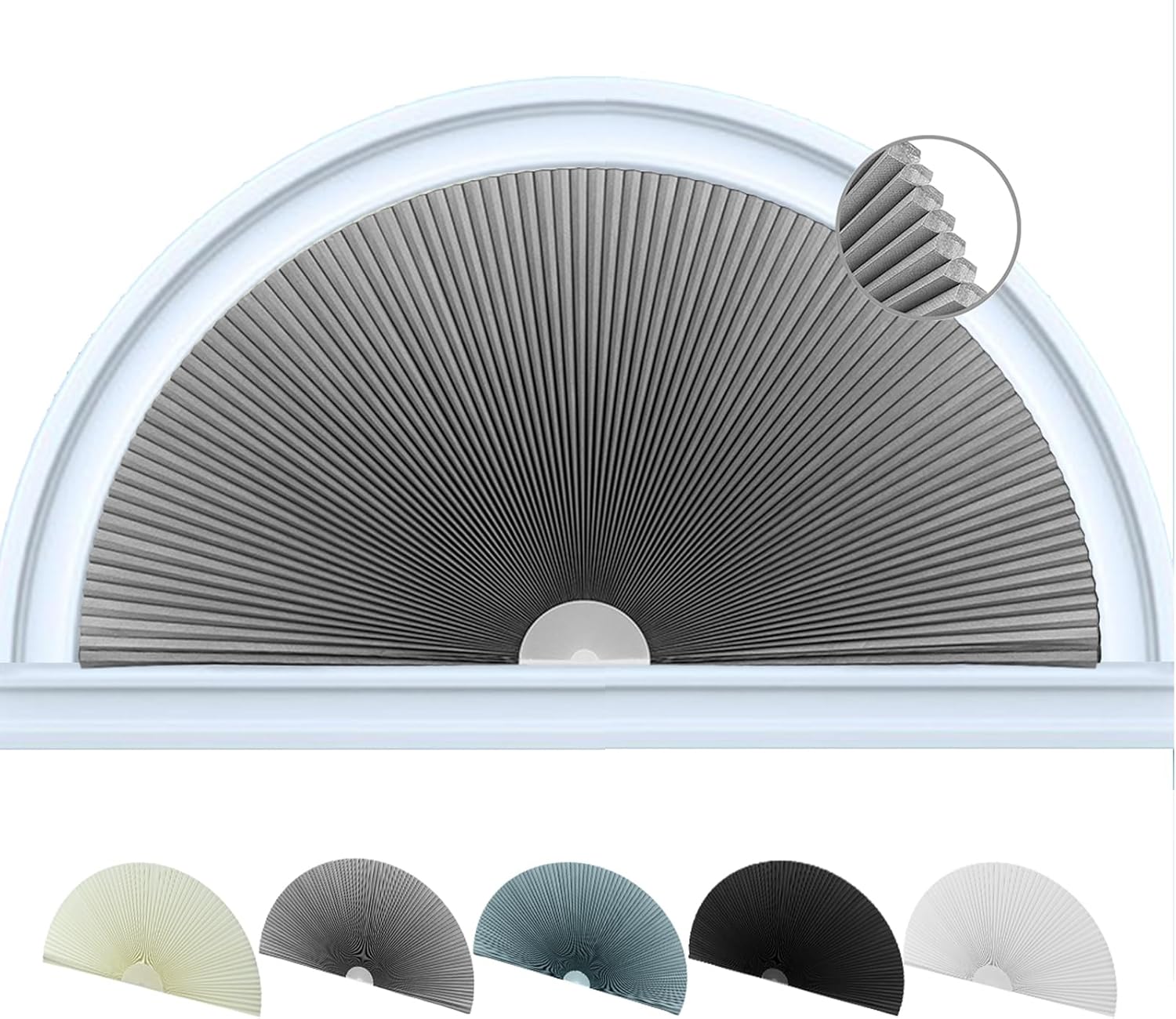 Amazon.com: Jlong Arch Window Shade Blackout Half Circle Moon Pleated ...