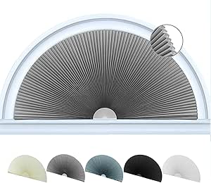 Amazon.com: Jlong Arch Window Shade Blackout Half Circle Moon Pleated Fabric No Drill Blinds for ...