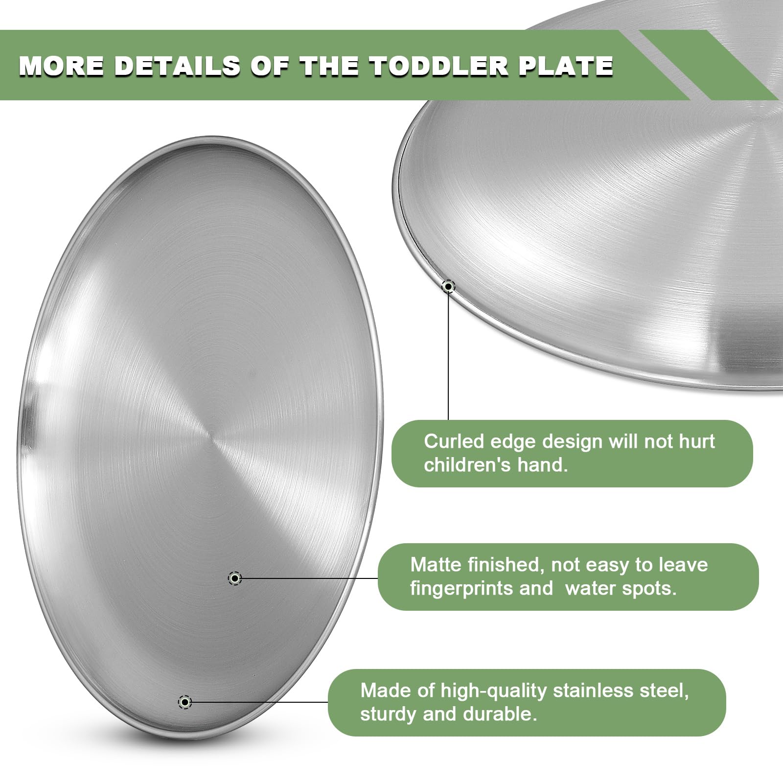Snapklik.com : 8 Pack Stainless Steel Plate Set, 10 Inch Metal ...
