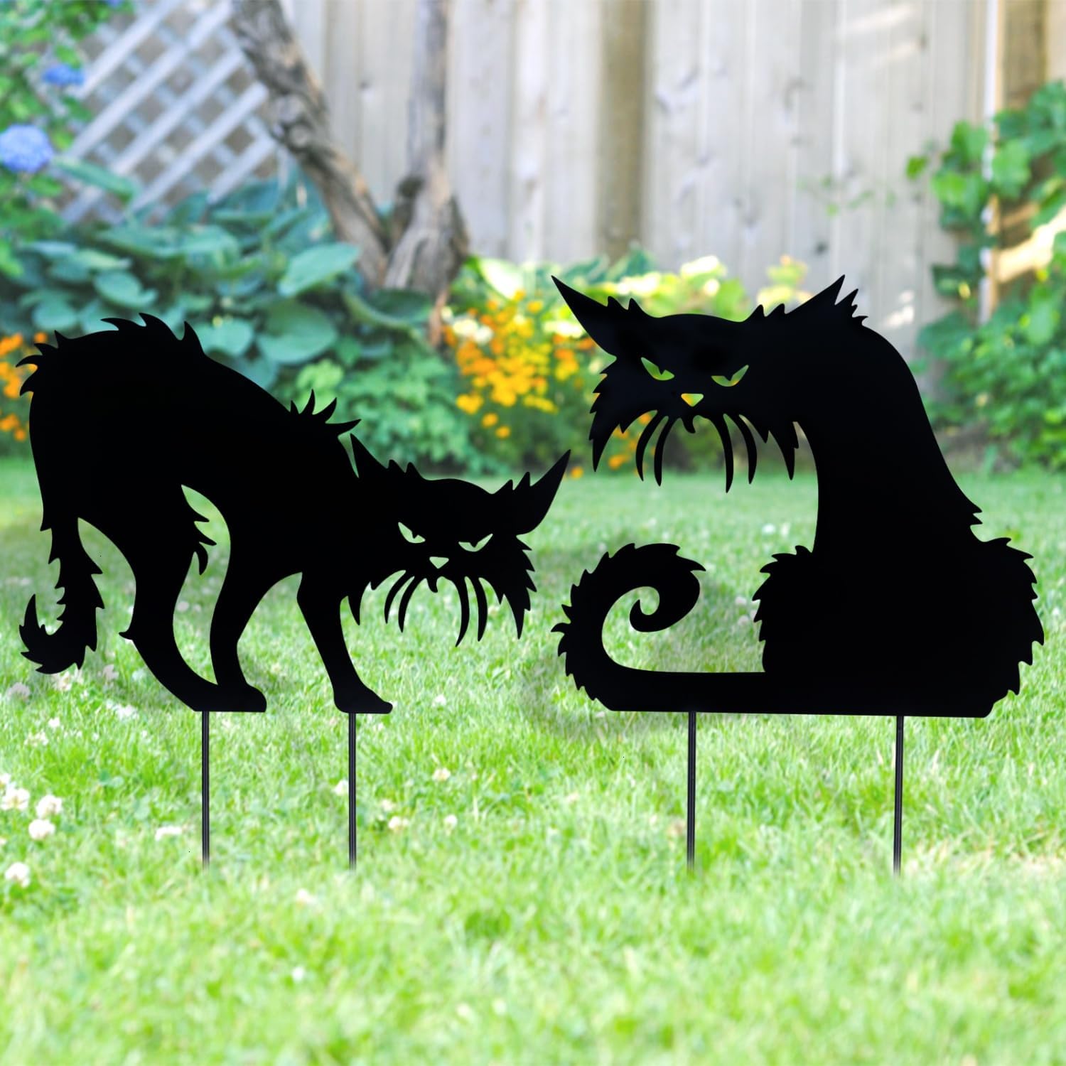 Amazon.com : YoleShy Halloween Black Cat Yard Signs With Stakes - Set ...