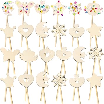 Amazon.com: Roowest 24 Pcs Wood Princess Wands Make Your Own Fairy ...