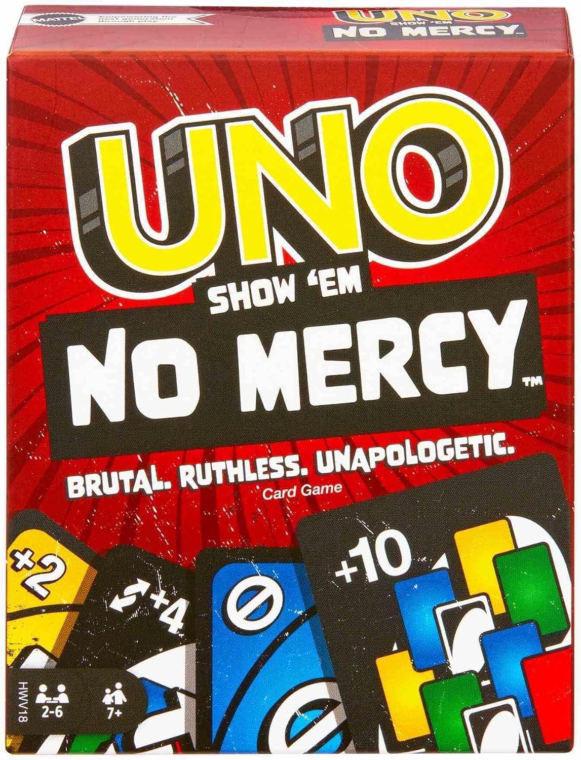 Amazon.com: Mattel Games UNO Show ‘em No Mercy Card Game for Kids ...