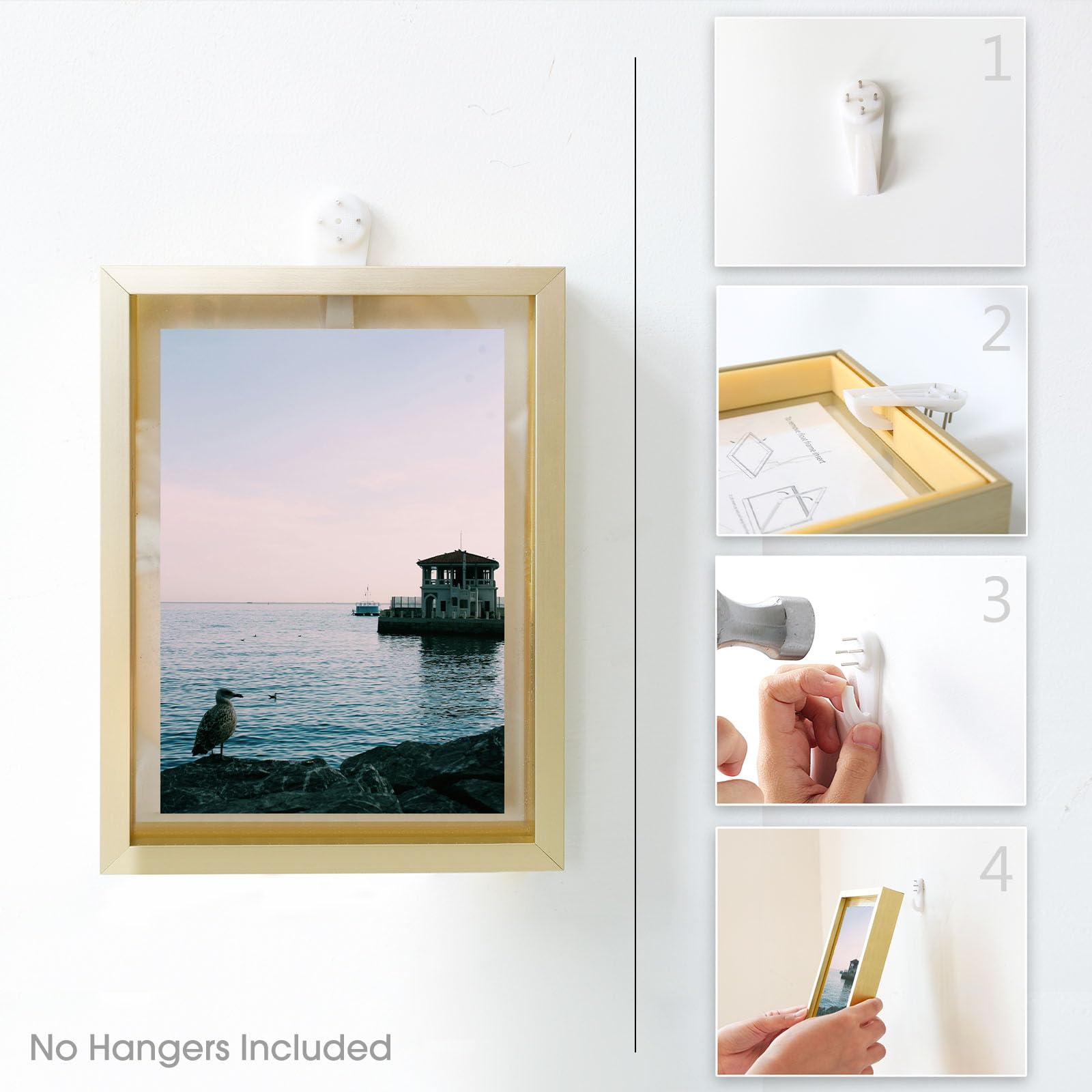 Snapklik.com : 16x20 Floating Frame, Gold Aluminum Picture Frame, Clear ...