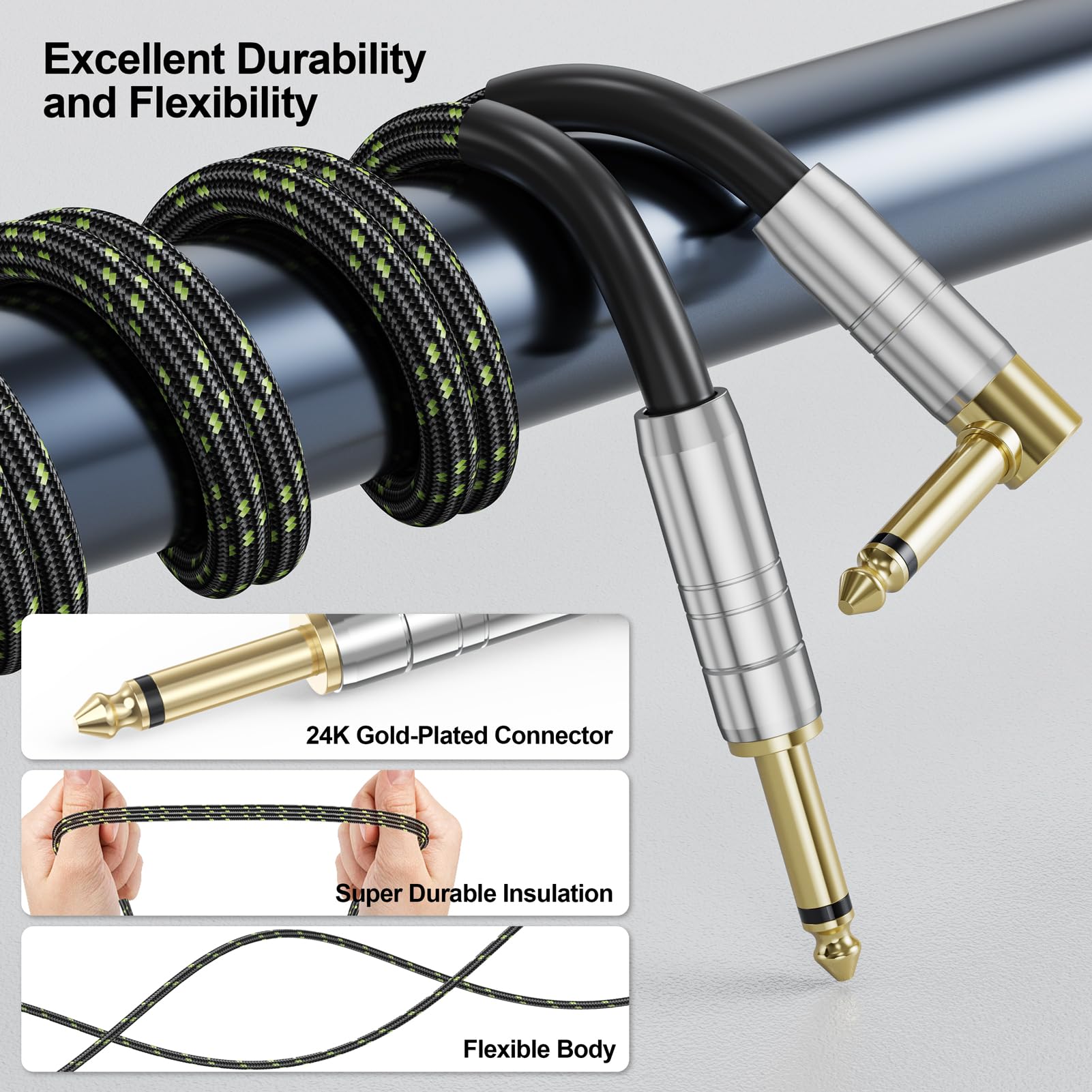 Snapklik.com : Guitar Cable 10 Ft, Instrument Cables Electric Guitar ...