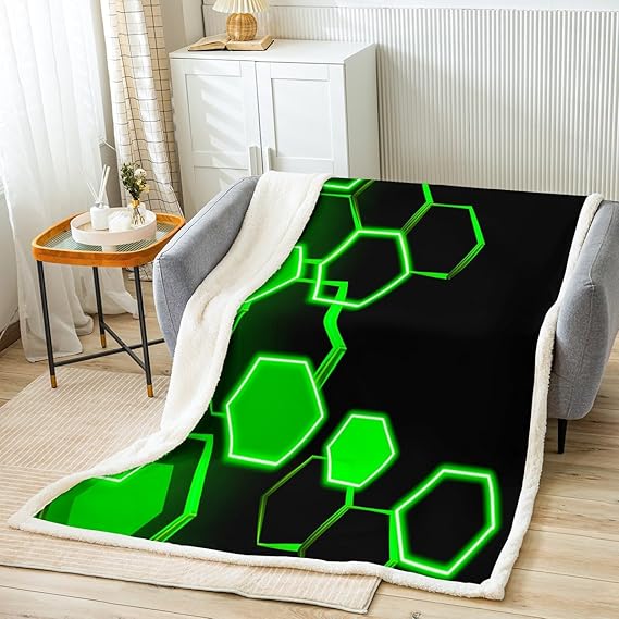Feelyou Honeycomb Fleece Throw Blanket Geometric Hexagon Sherpa Blanket ...