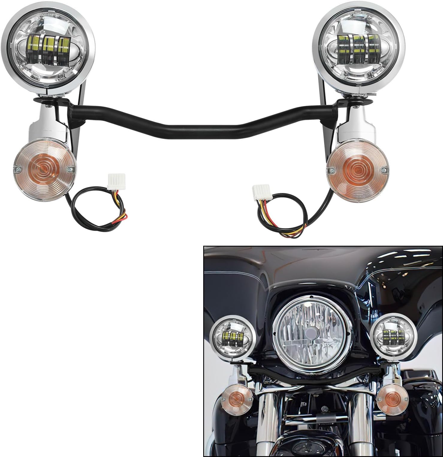Amazon.com: TCMT Motorcycle Chrome Passing Turn Signal Lamp Driving Fog ...