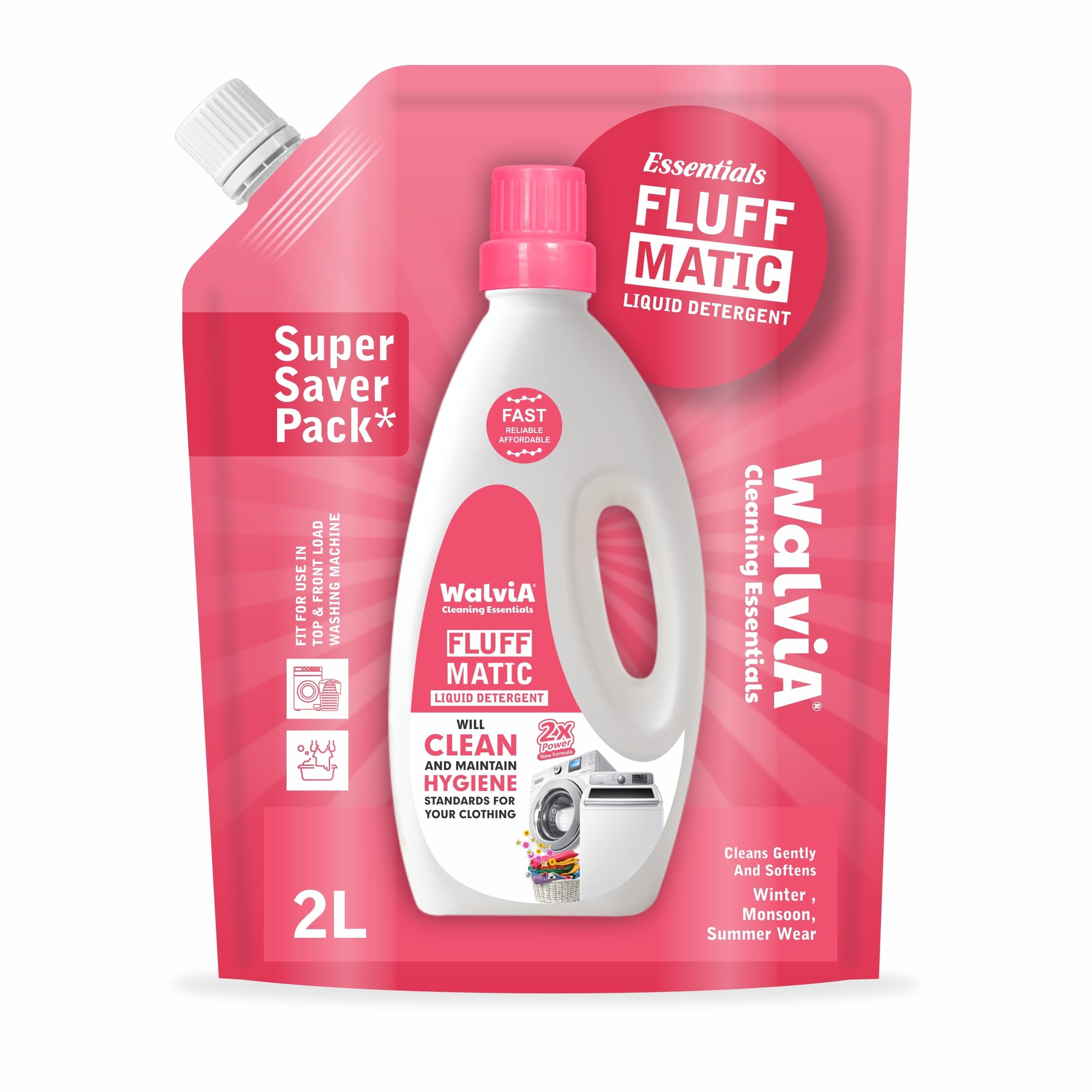 Walvia Washing Machine Liquid Detergent - 2L Multi-Fragrance Fluff ...