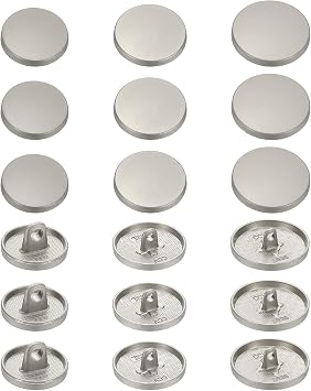 YELARXI Metal Round Flat Buttons, Alloy Shank Round Shaped Sewing ...