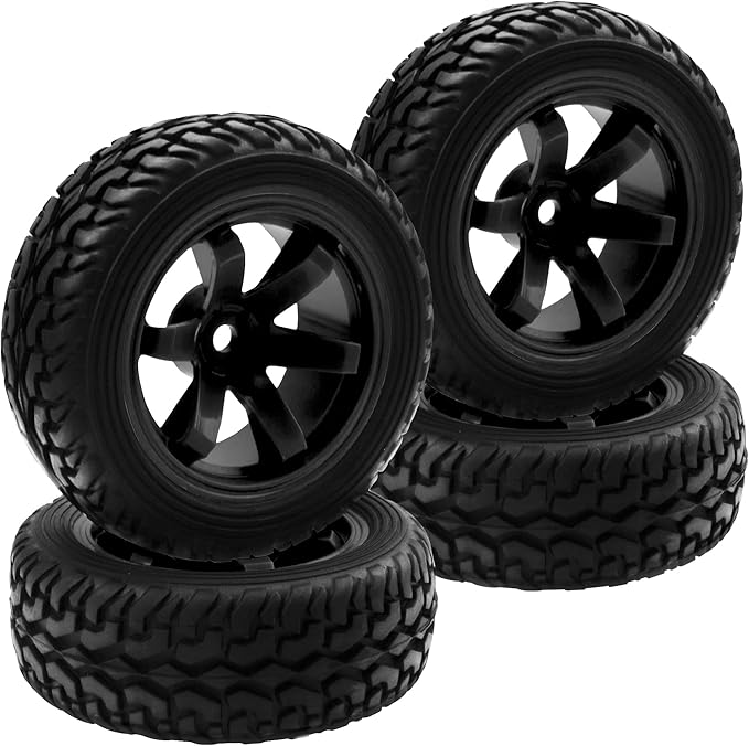 Amazon.com: HIRCQOO 75mm/2.95'' Rubber Tires & Plastic Wheel Rims 12mm ...