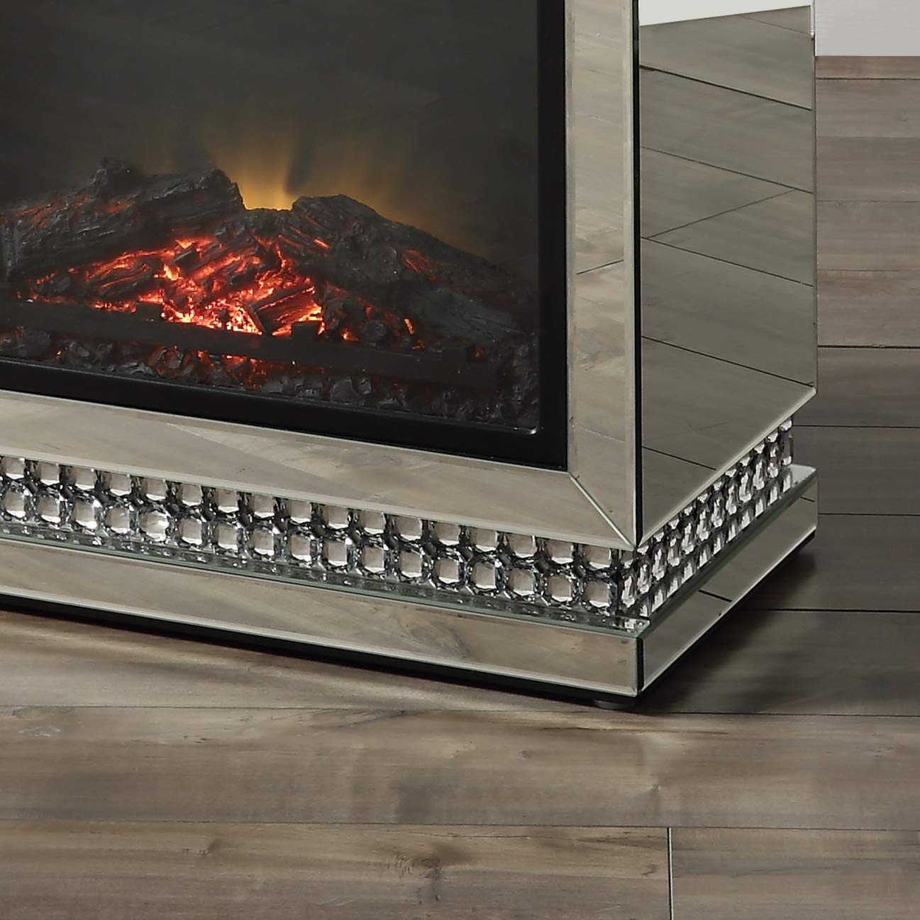 Buy MIREO Mirrored Fireplace with Crystal Diamond Inlay, Realistic ...