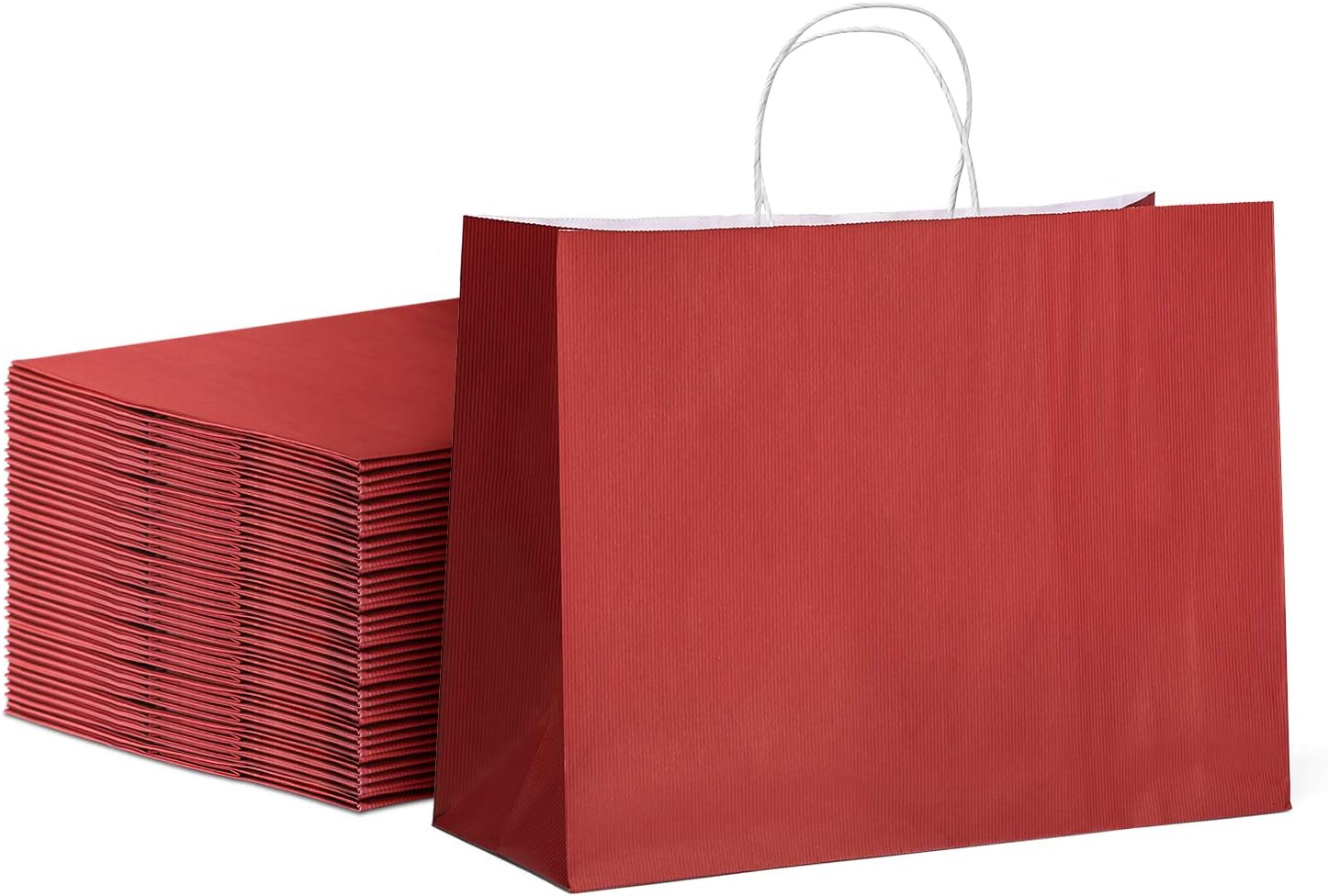 Amazon.com: GSSUSA 16x6x12 Red Kraft Paper Bags with Handles, Gift Bags ...